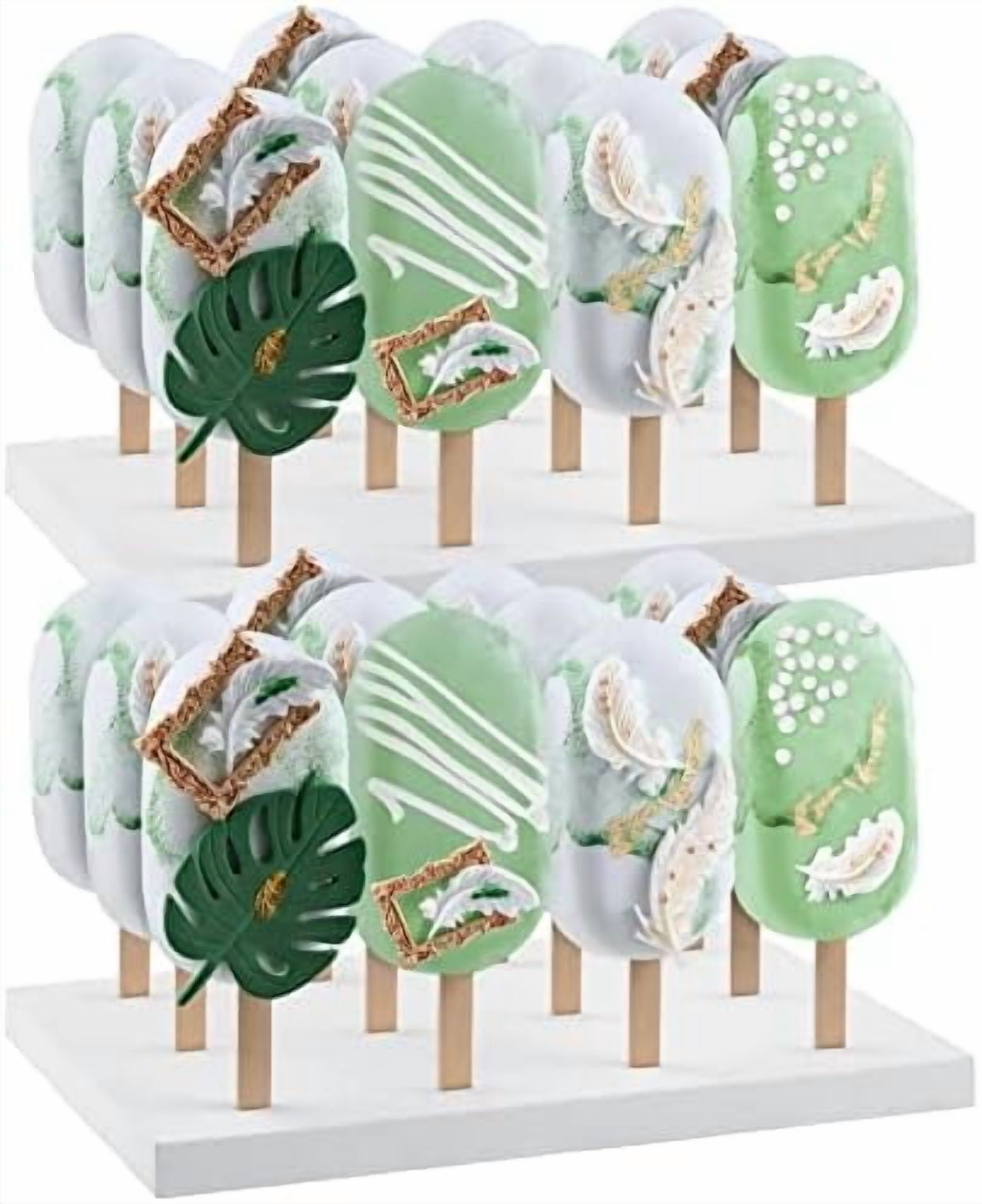 2 Pcs Wooden Cakesicle Stand Display 12 Count Candy Sticks Holder ...