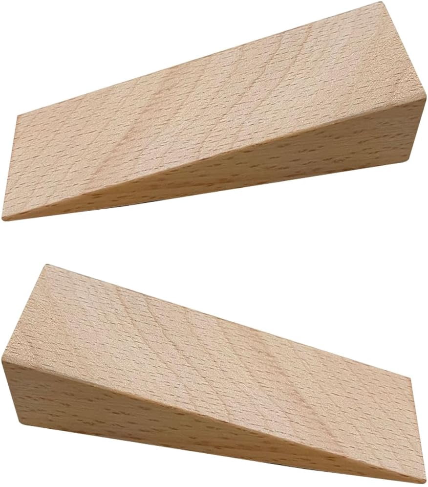 2 Pcs Wooden Door Stoppers ，Non-Slip Heavy Duty Beech Wedge Set for ...