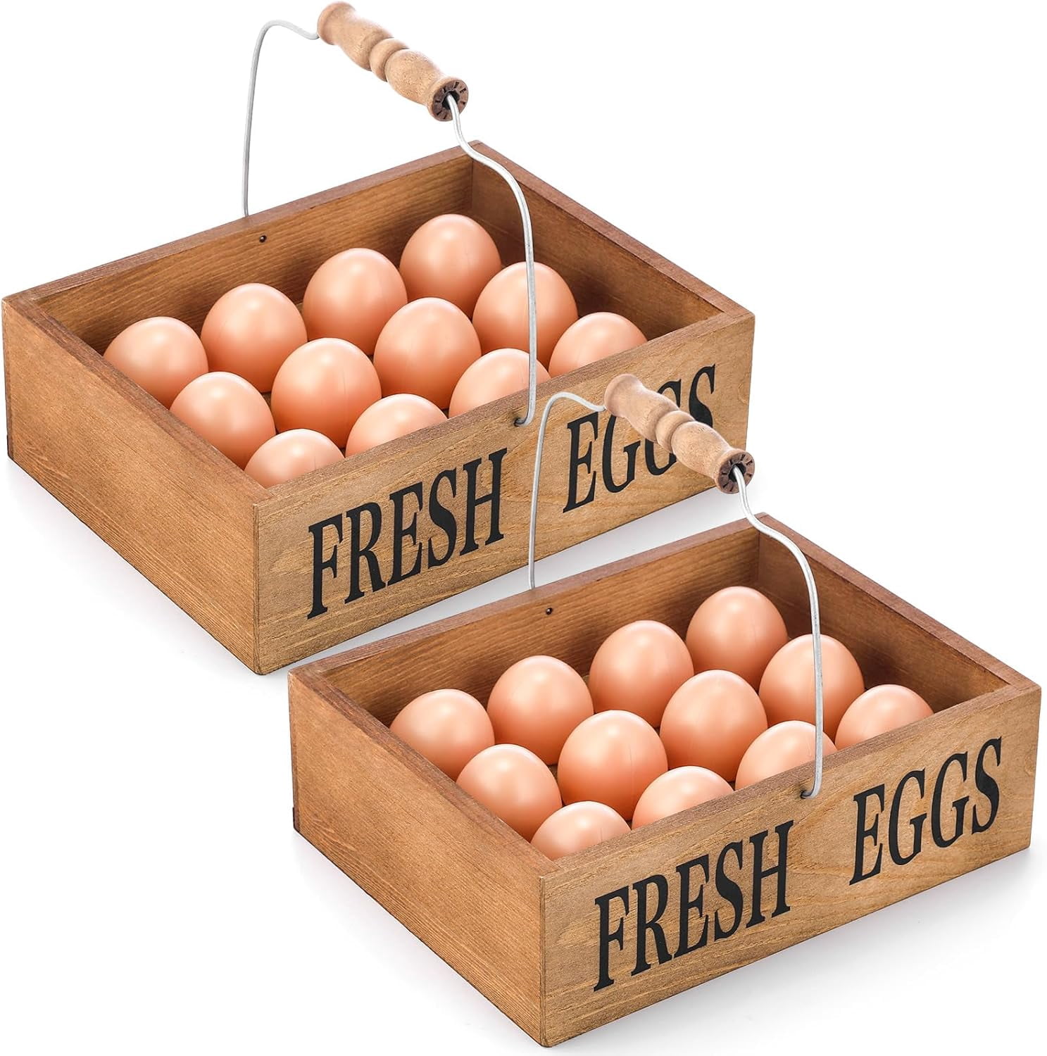 2 Pcs Wooden Egg Basket for Collecting Eggs with Handle, Farm Egg ...