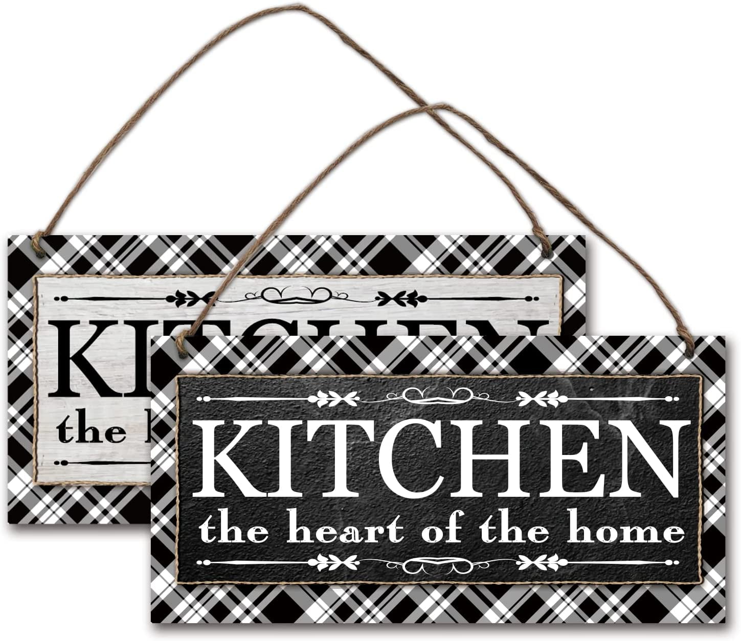 2 Pcs Wooden Kitchen Sign Wall Decor Kitchen Hanging Wall Sign Plaque ...