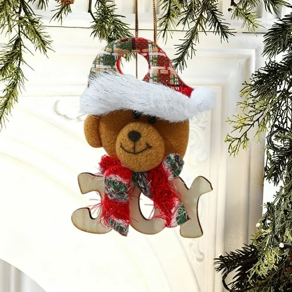 2 Pcs Wooden Letter Ornament, Fabric Doll Pendant for Christmas Tree ...