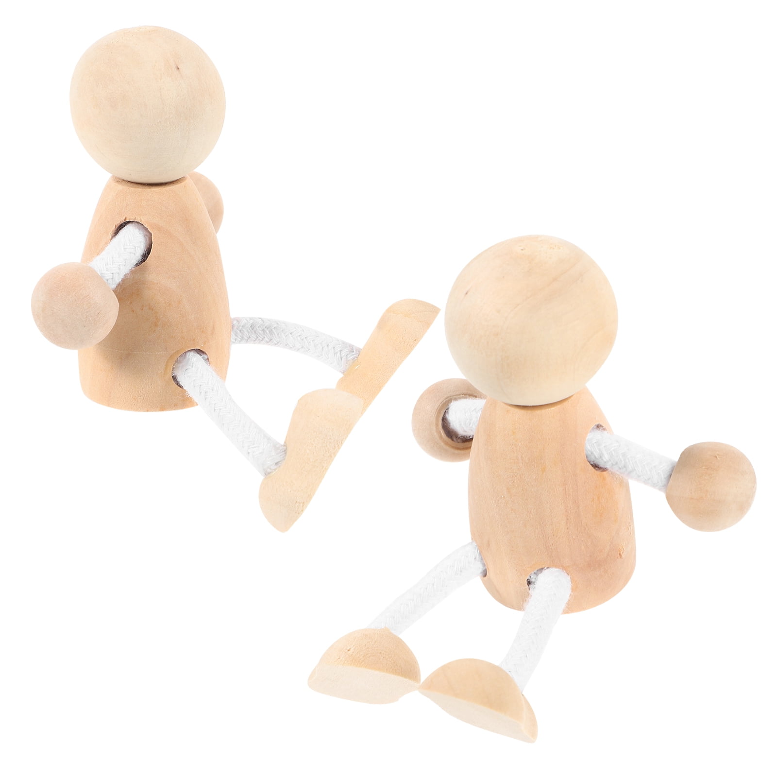 2 Pcs Wooden Man Craft Toy Puppets for Kids Peg Doll Child - Walmart.com
