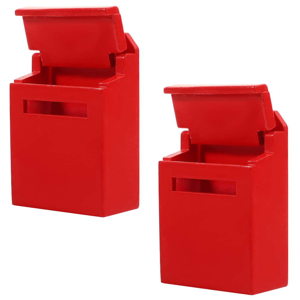 2 Pcs Wooden Tiny Mailbox Mini House Decoration Mailboxes Miniature Red ...