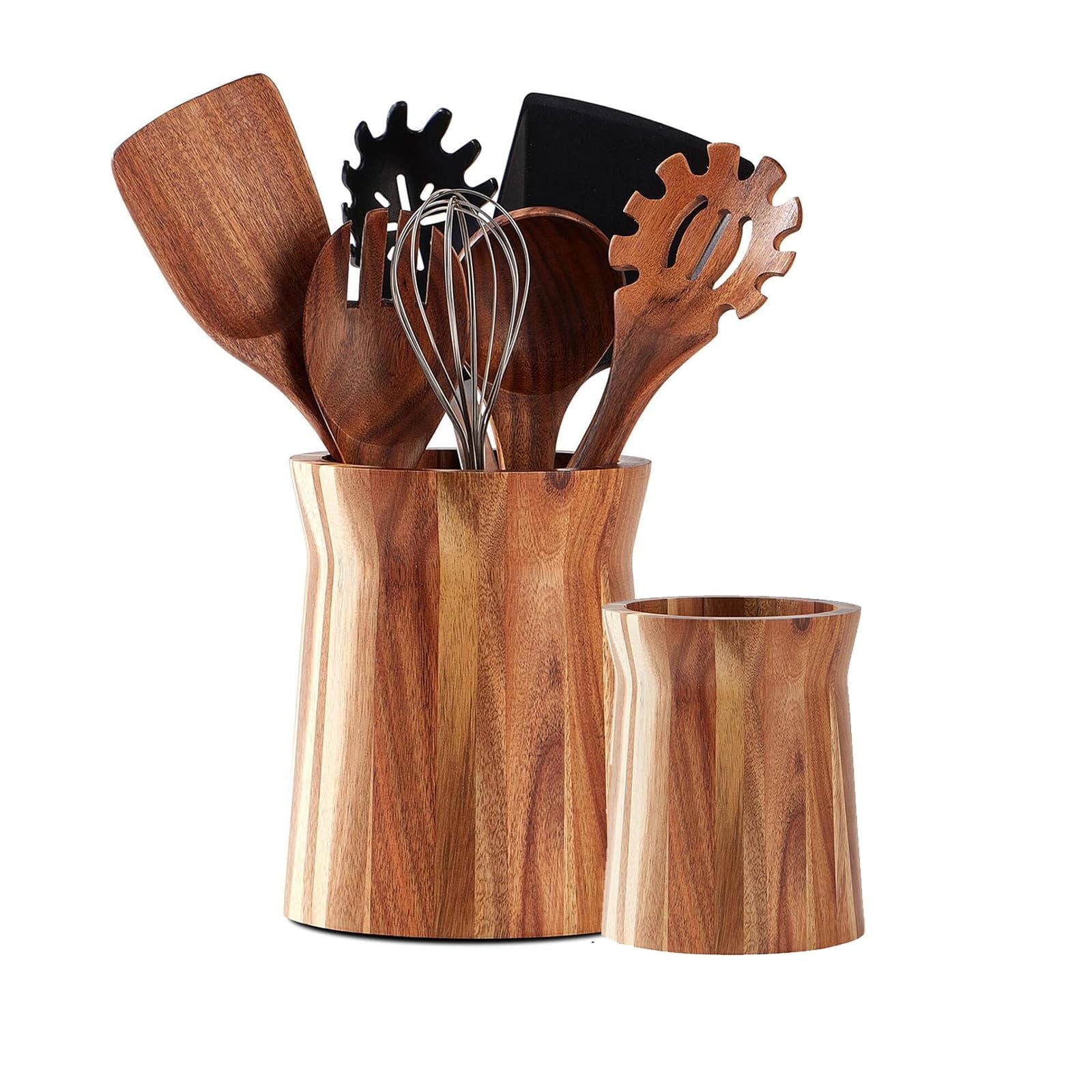 2 Pcs Wooden Utensil Holder 360° Rotating Kitchen Utensil Holder 7.3 ...