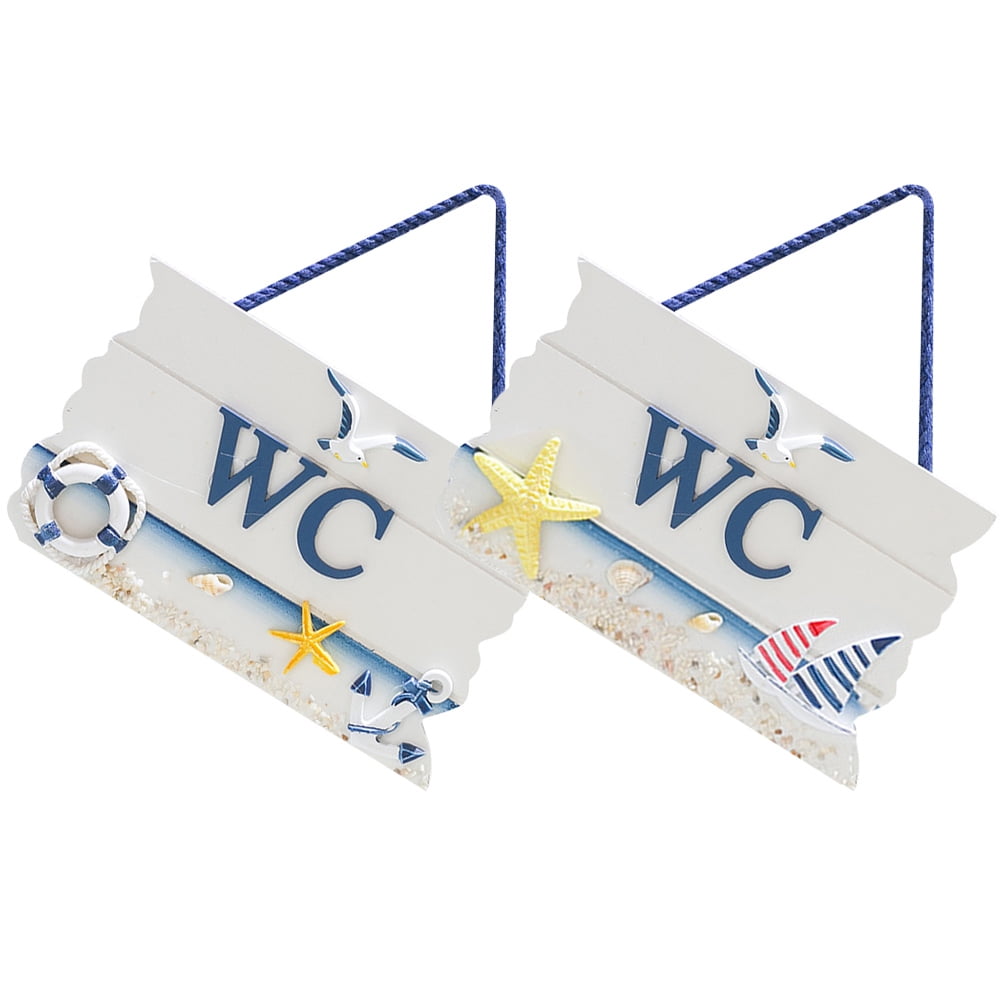 2 Pcs Wooden Wc Listing Restroom Signs for Business Toilet Door Decor ...
