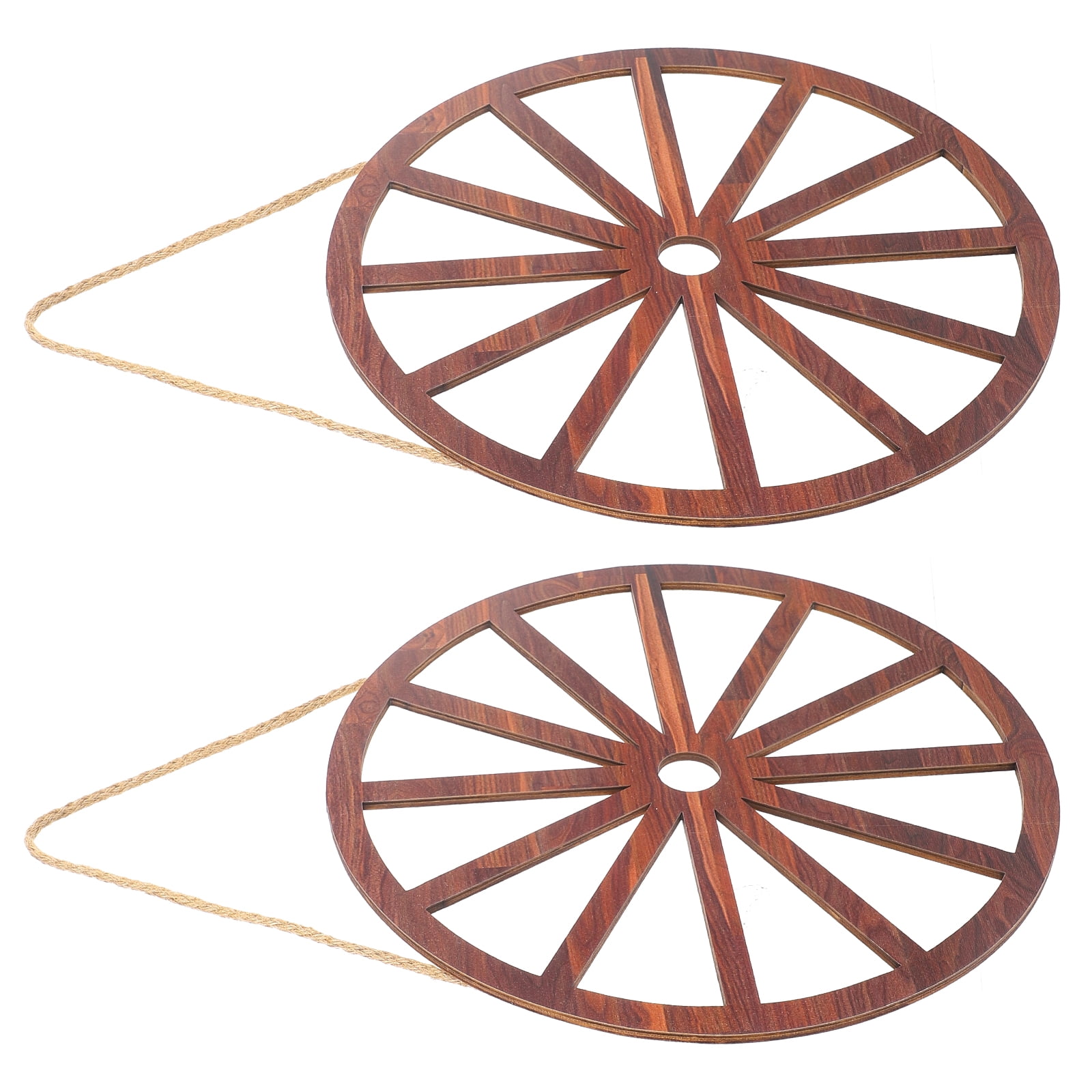 2 Pcs Wooden Wheel Decoration Wreaths Rustic Bedroom Wall Craft ...