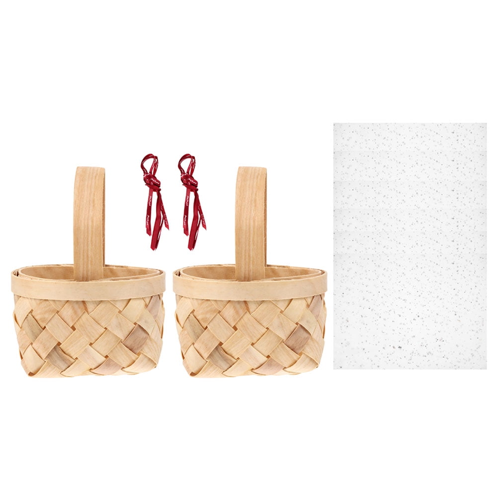 2 Pcs Wooden Woven Basket Wedding Supply Cute Baskets for Miniature ...