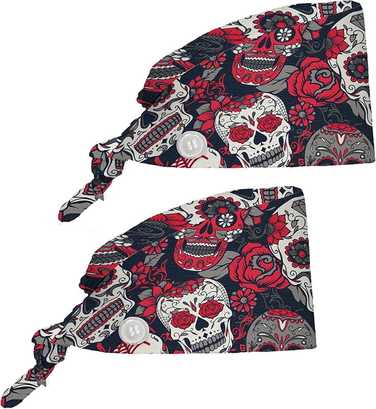 2 Pcs Working Cap Scrub Cap with Sweatband Adjustable Unisex Men Women ...