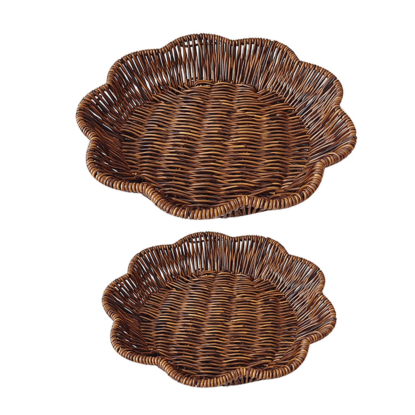 2 Pcs Woven Small Fruit Baskets Stackable Plastic Wicker Baskets for ...