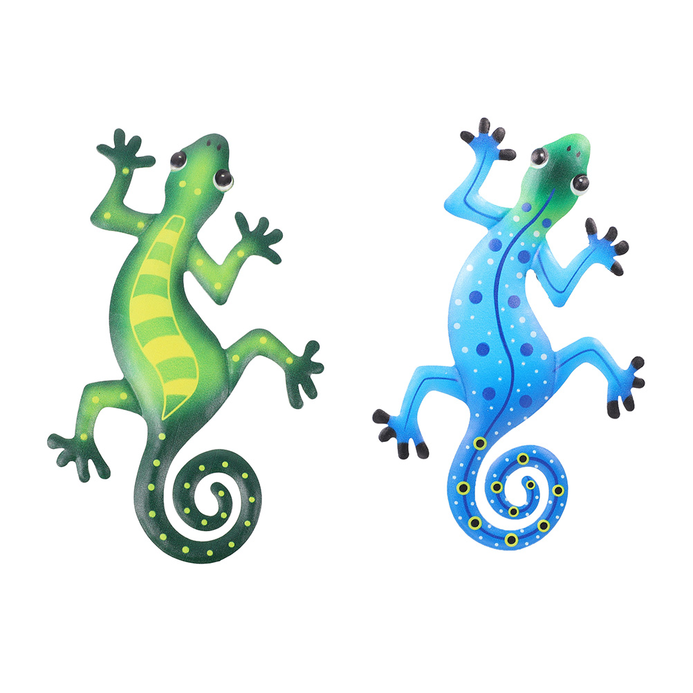 2Pcs Metal Iron Gecko Wall Decoration Ornament for Home Living Room ...