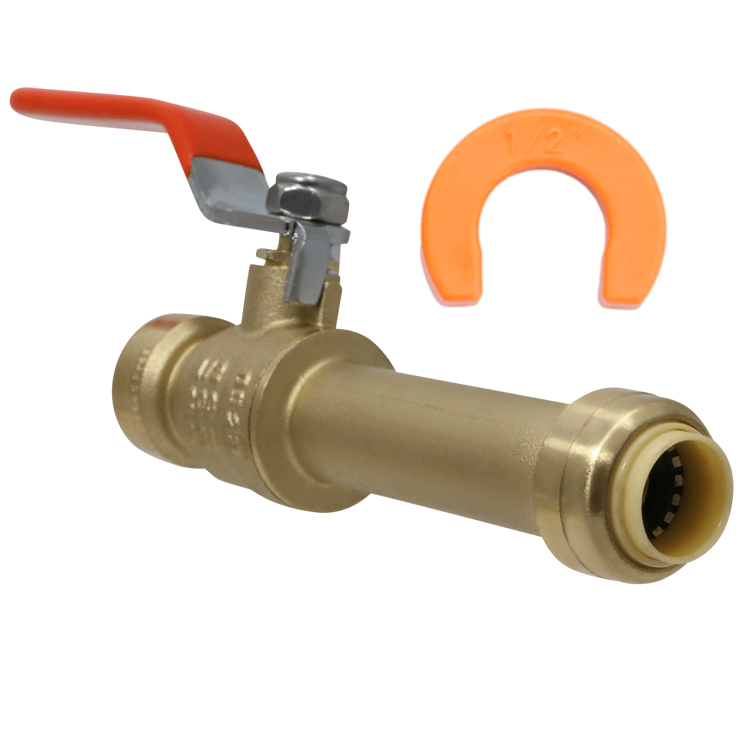 1 Pcs XFITTING Push Fit 1/2 Inch x 1/2 Inch Push Fit Slip Ball Valve with 1 Clip, 28-1-8=2W.1C ...