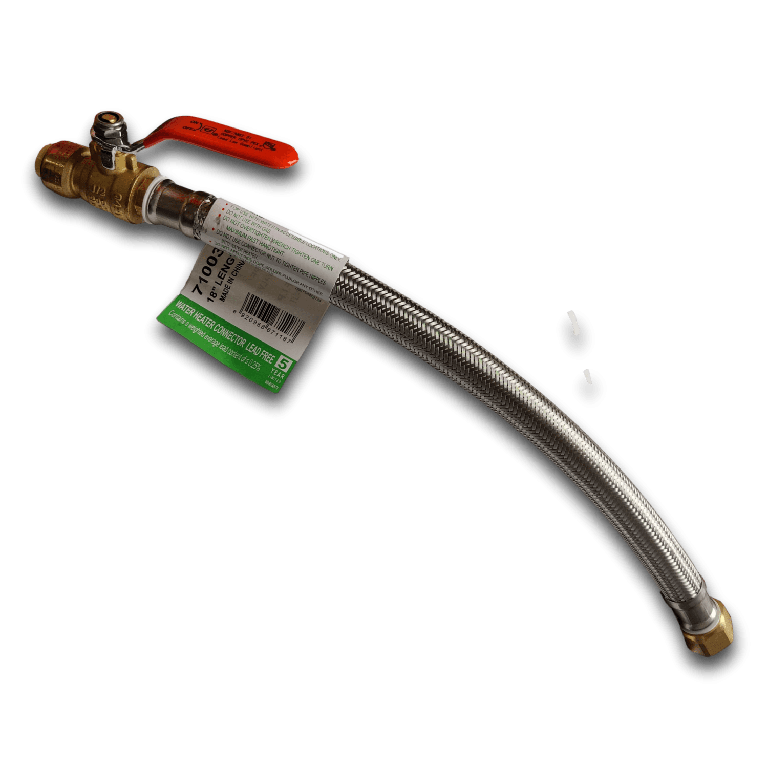 2 Pcs XFITTING 3/4" FIP x 1/2" Push Fit Ball Valve with Flexible Hose, Water Heater Supply Hose ...