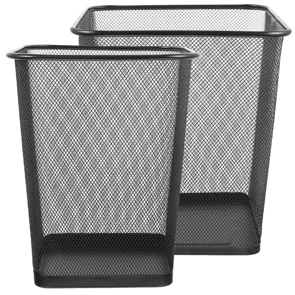 MLINS Black Metal Mesh Trash Can for Home Made of Iron with Solid Base ...
