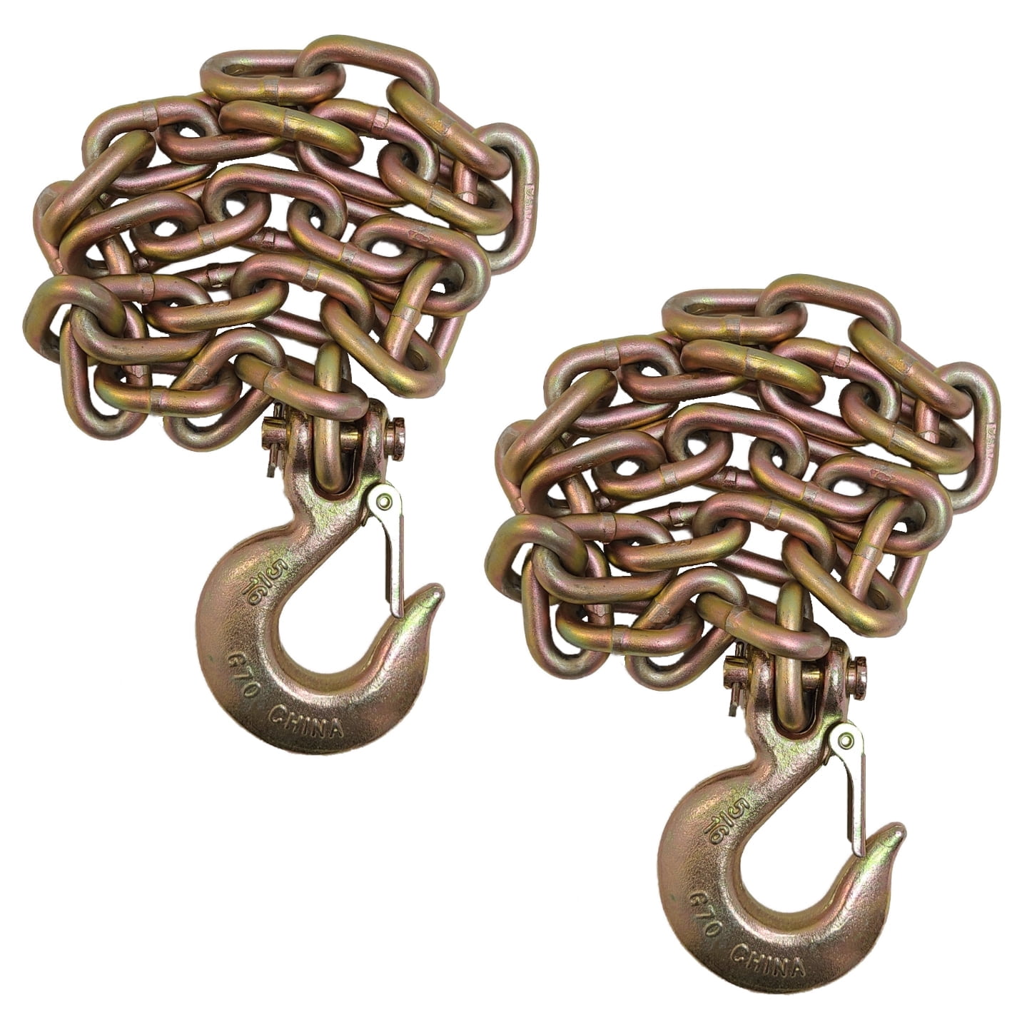 2 Pcs of 5/16''x35'' Heavy Duty Trailer Safety Chain With Hook On One ...