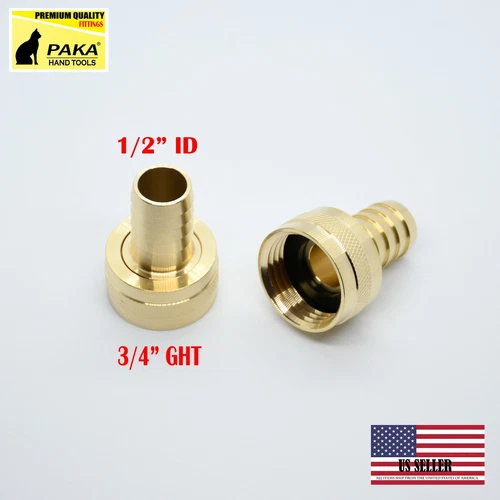 2 Pcs1/2" Barb X 3/4" Female Ght Thread Brass Gardenpcs Hose Pipe ...