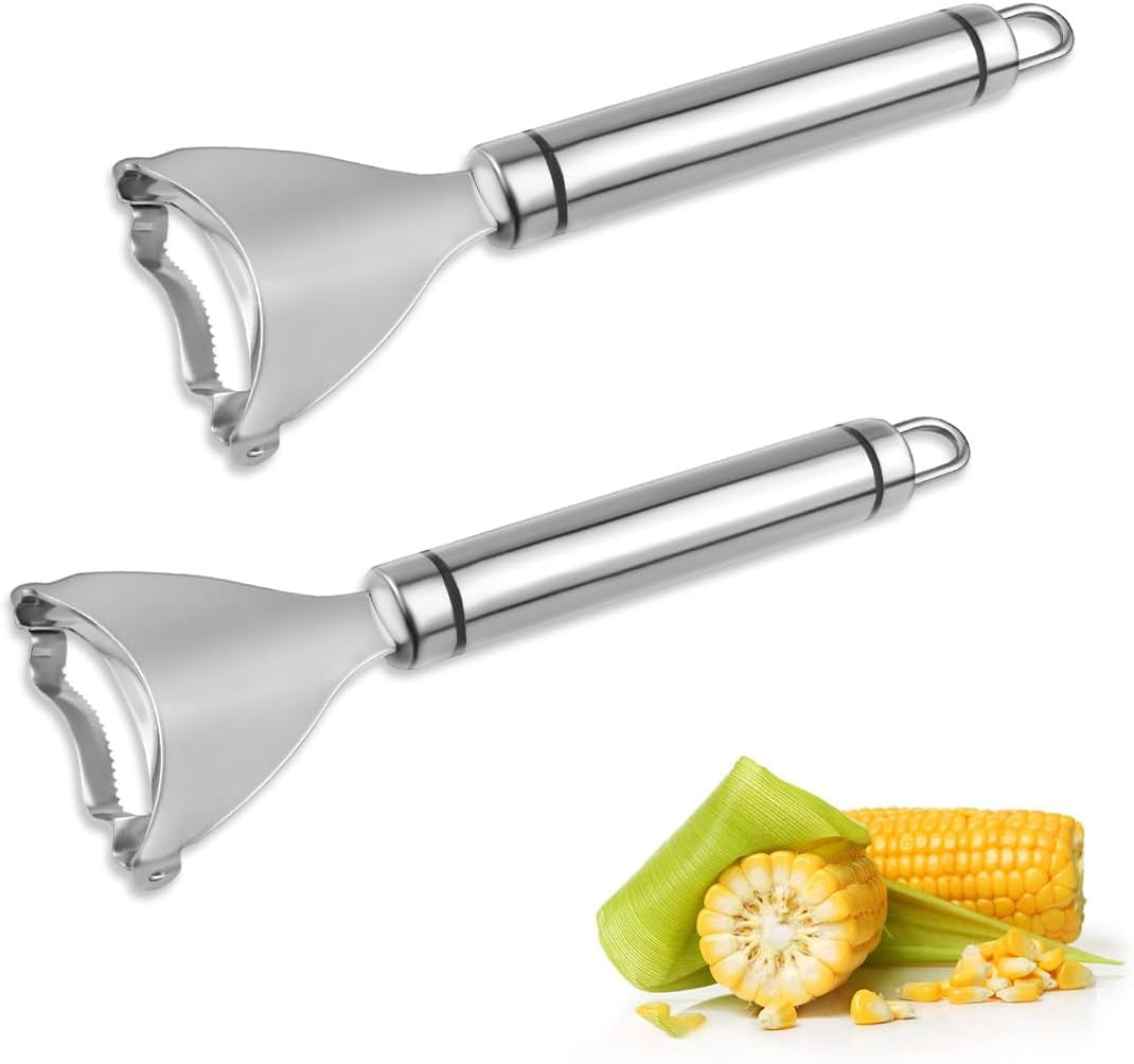 2 PcsCorns Cutter Peeler with Ergonomic Han Stainless Steel Corn Planer ...