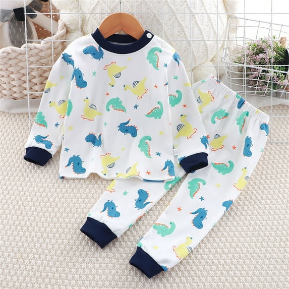2 Peice Sets for Boys Girls Cute Printed Shirt Long Elastic Waisted ...