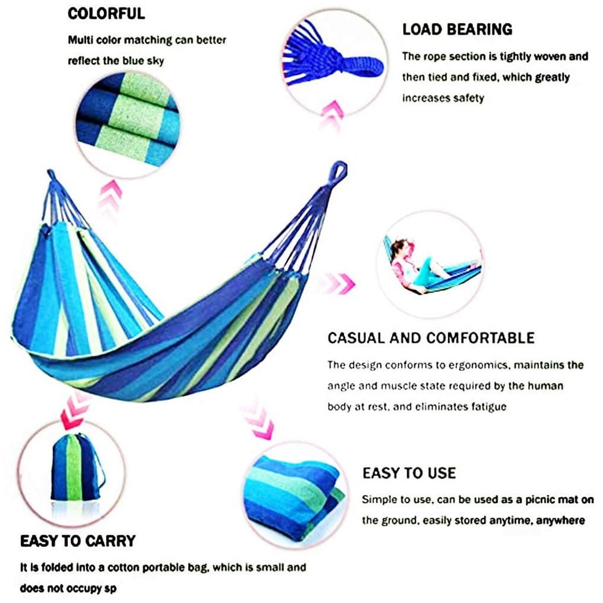 2-Person Brazilian-Style Cotton Double Hammock Bed w/ Portable Carrying ...