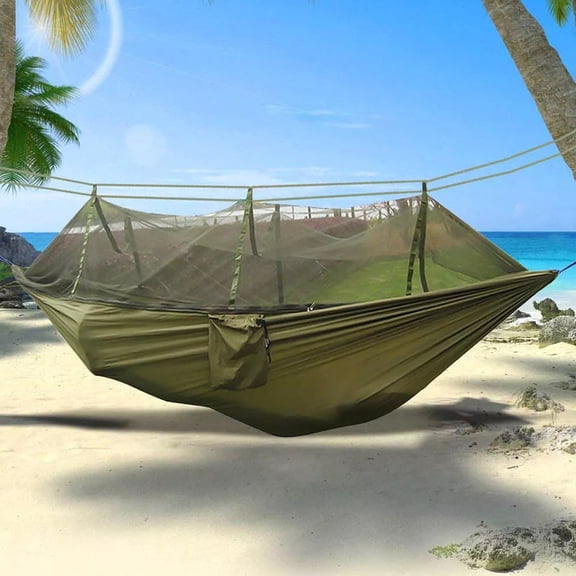 QISHI Double Camping Hammock with Mosquito Net, Lightweight Nylon, 2 ...