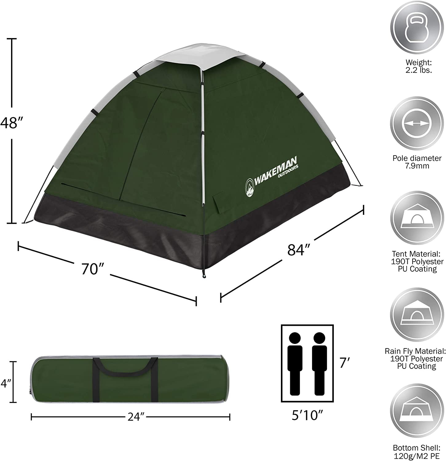2 Person Camping Tent with Rain Fly and Carrying Bag - Walmart.com
