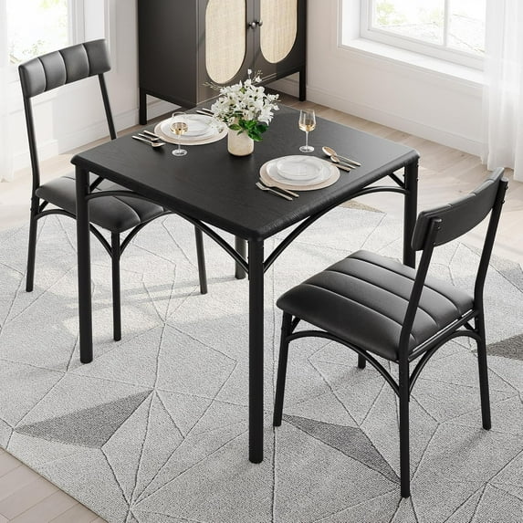 2-Person Dining Table Set(3 Pieces) - Square Kitchen Table & Cozy ...