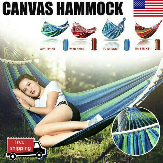 2 Person Double Camping Hammock Chair Bed Hanging Swing Sleeping ...