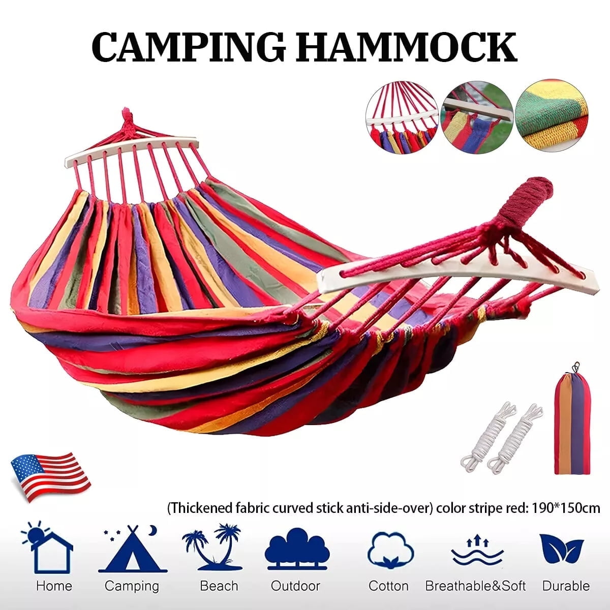 2 Person Double Camping Hammock Chair Bed Outdoor Hanging Swing ...