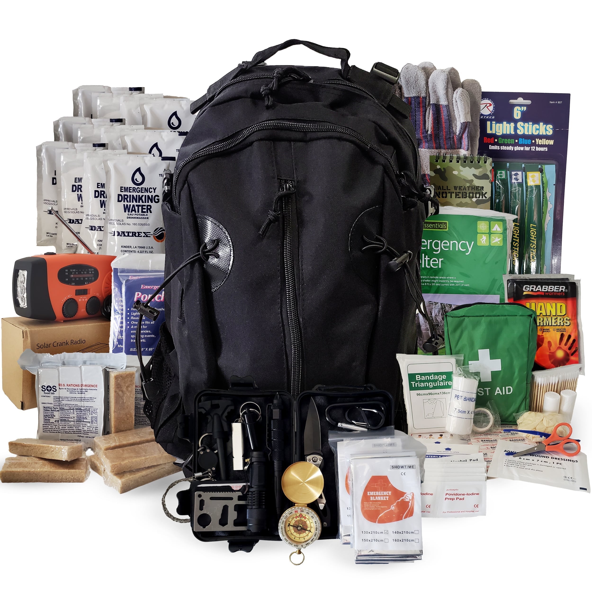 72-Hour Survival Backpack Kit for 2 - Includes Water, Food, & Shelter ...