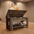 2-Person Entryway Storage Bench with Lift-Top and Lower Shelf, Warm ...