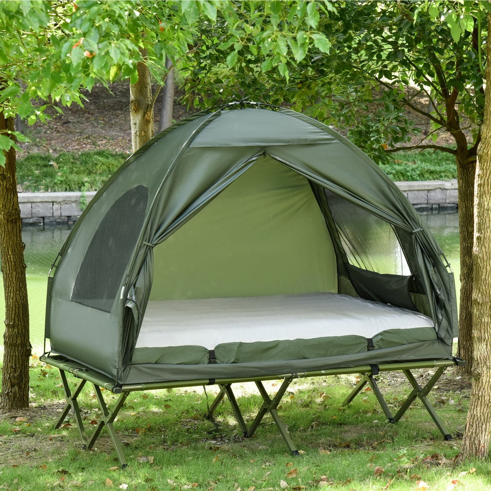 2-Person Foldable Camping Cot with Tent - Your Ultimate 4-in-1 Elevated ...