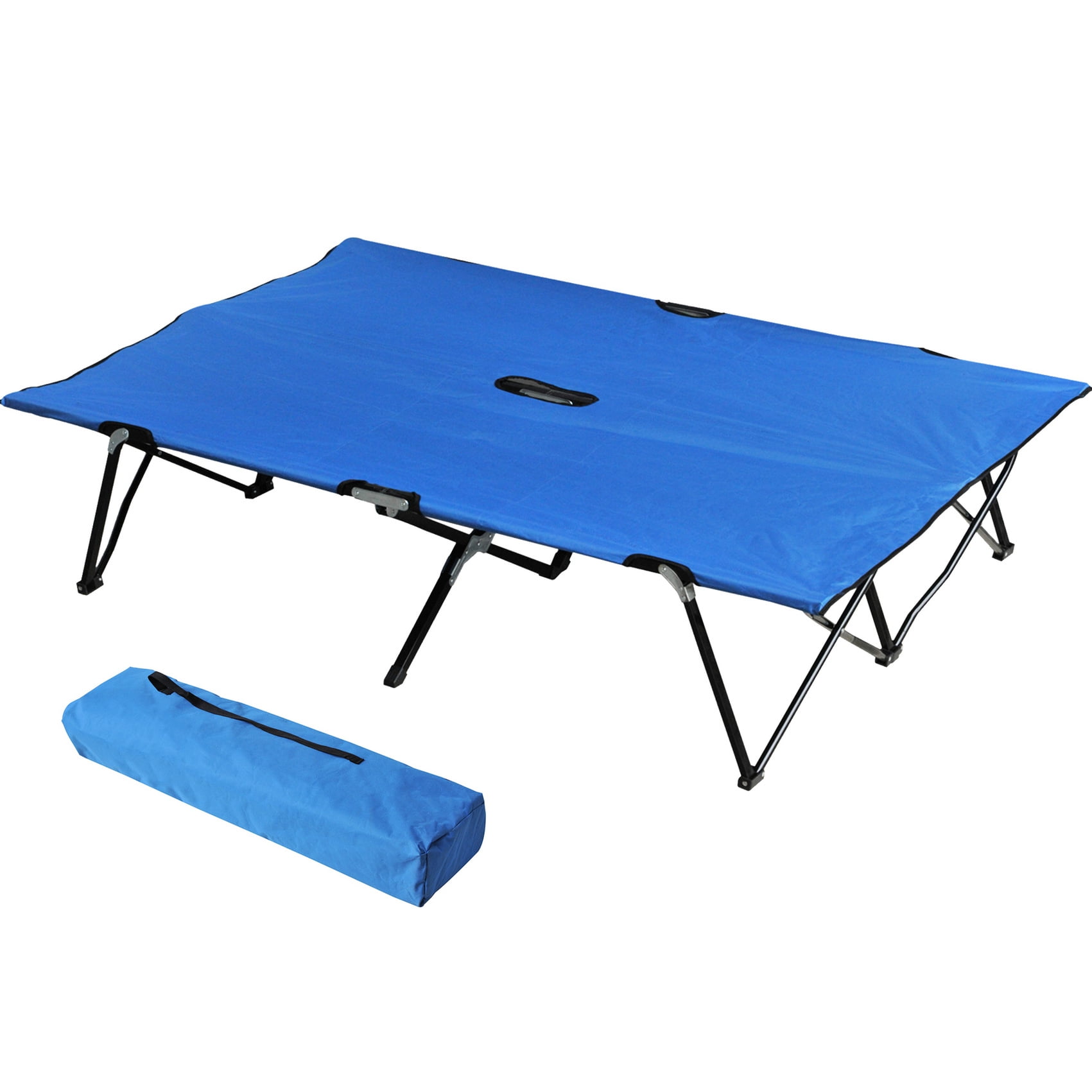 2-Person Folding Camping Cot, 50" Wide, 300 lbs Capacity, Blue ...