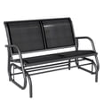 2-Person Glider Bench - Outdoor Patio Swing Loveseat, Black Steel Frame ...