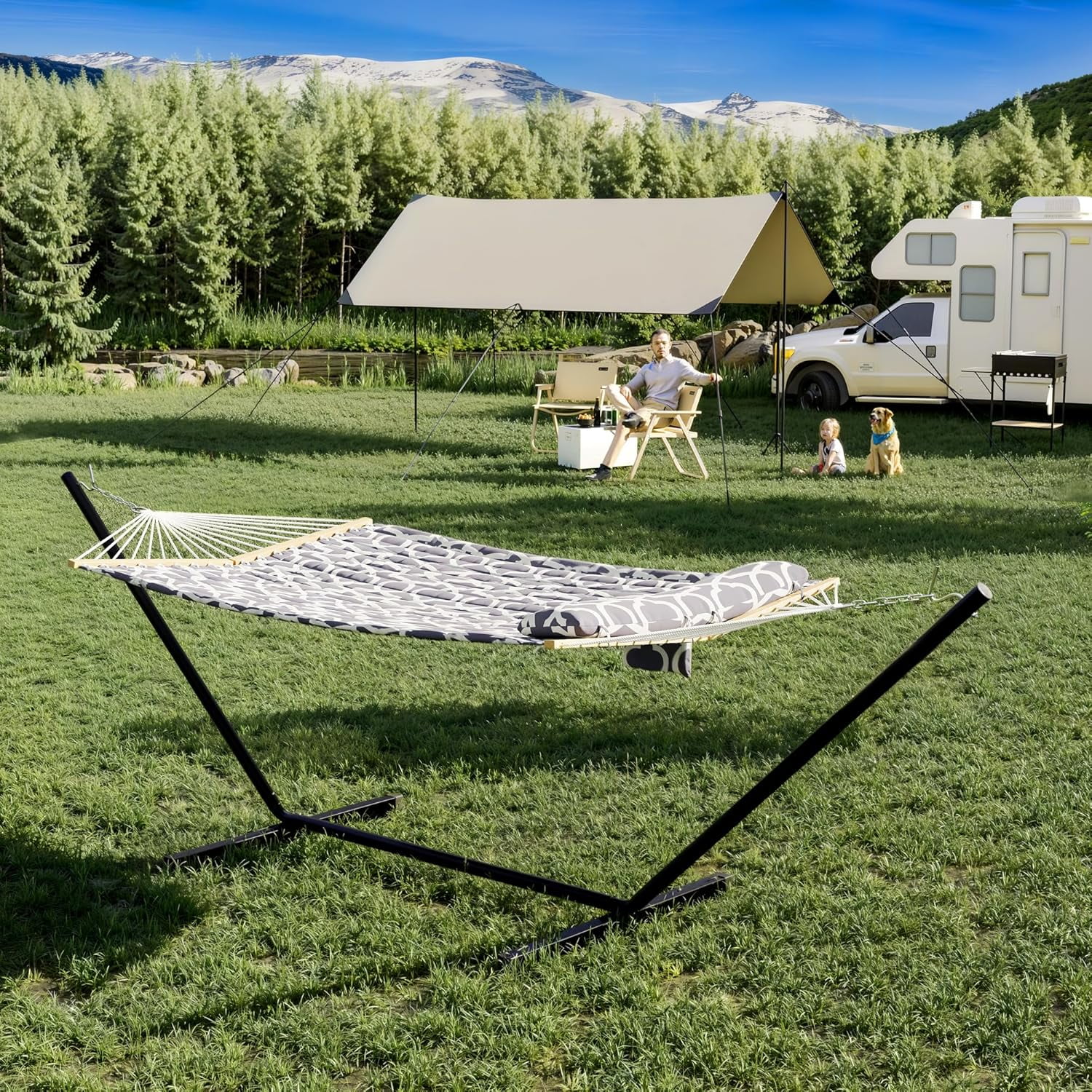 2-Person Hammock Suite with Collapsible Steel Frame – Backyard Oasis ...