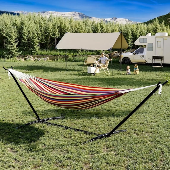 2-Person Hammock with Stand for Outside,Portable Heavy Duty Hammock ...