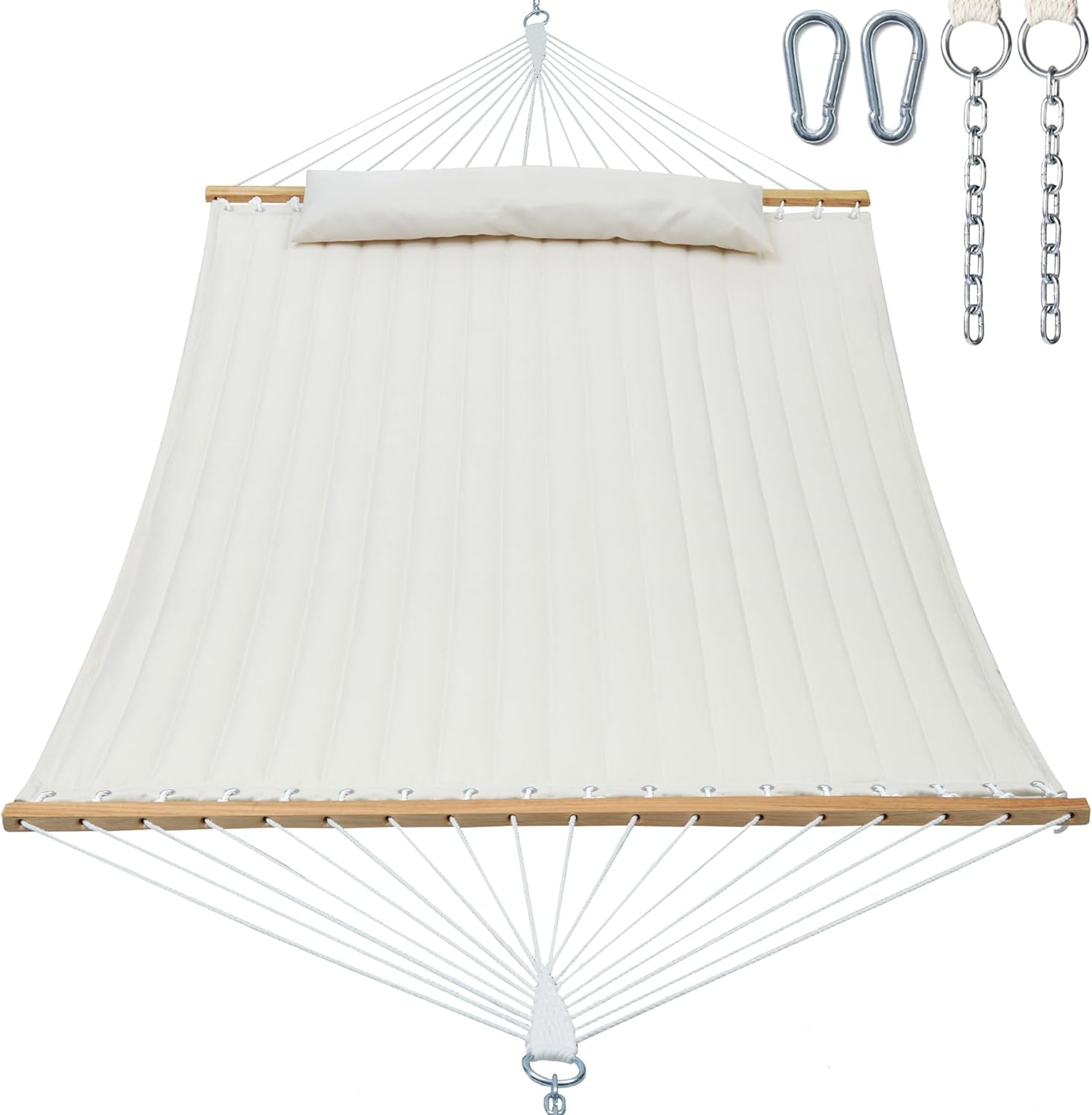 2 Person Hammocks for Outside, Double Quilted Fabric Outdoor Hammock with Spreader Bar, Large ...