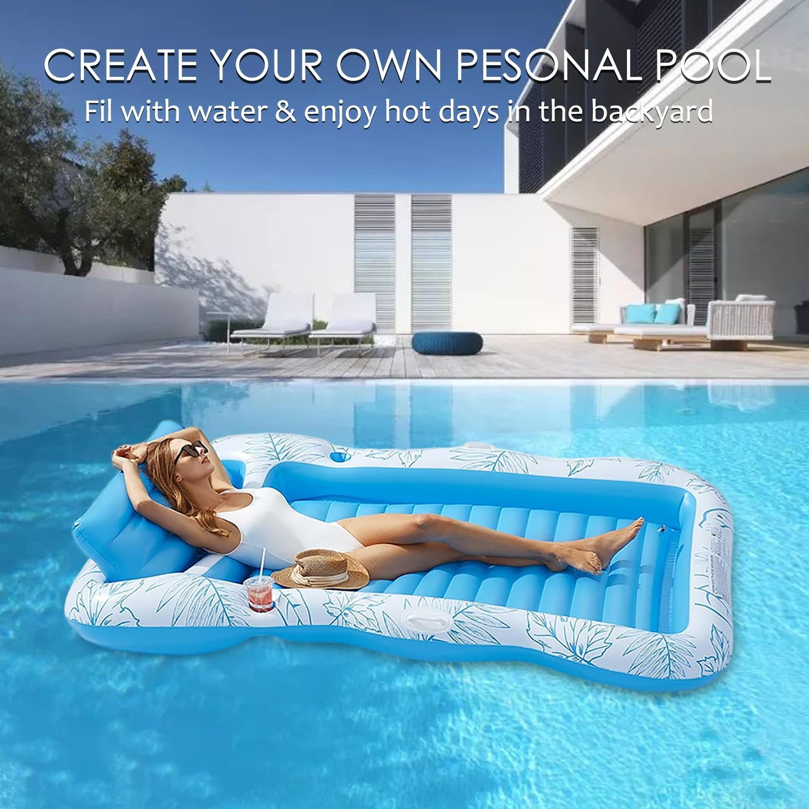 2 Person Inflatable Tanning Pool Lounger Float, Solar Powered ...