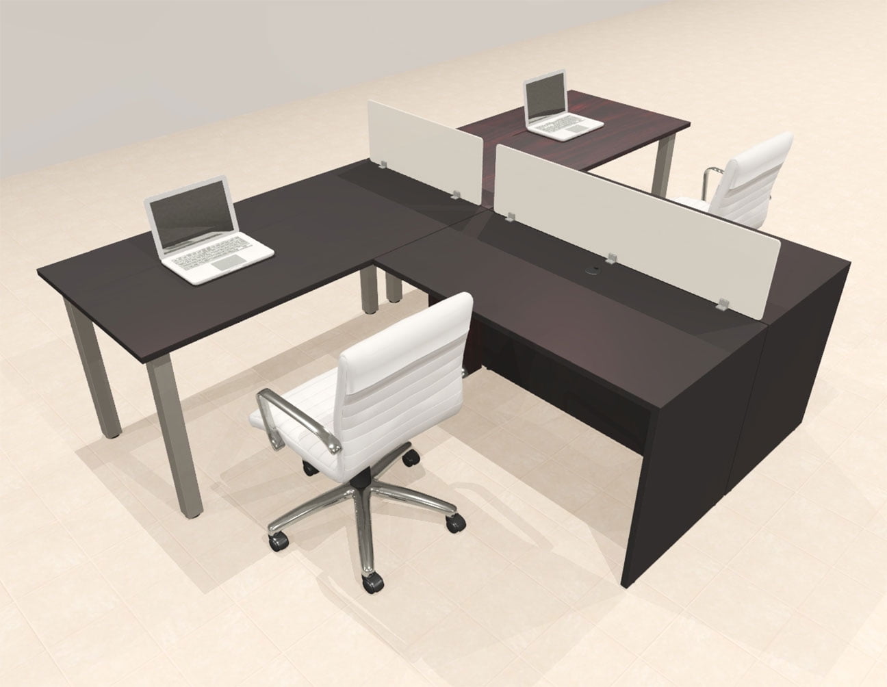 2 Person Modern Metal Leg Office Workstation Desk Set, #OT-SUL-SPM104 ...