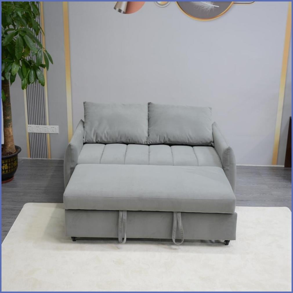 2-Person Modern Velvet Convertible Sleeper Loveseat with Adjustable ...
