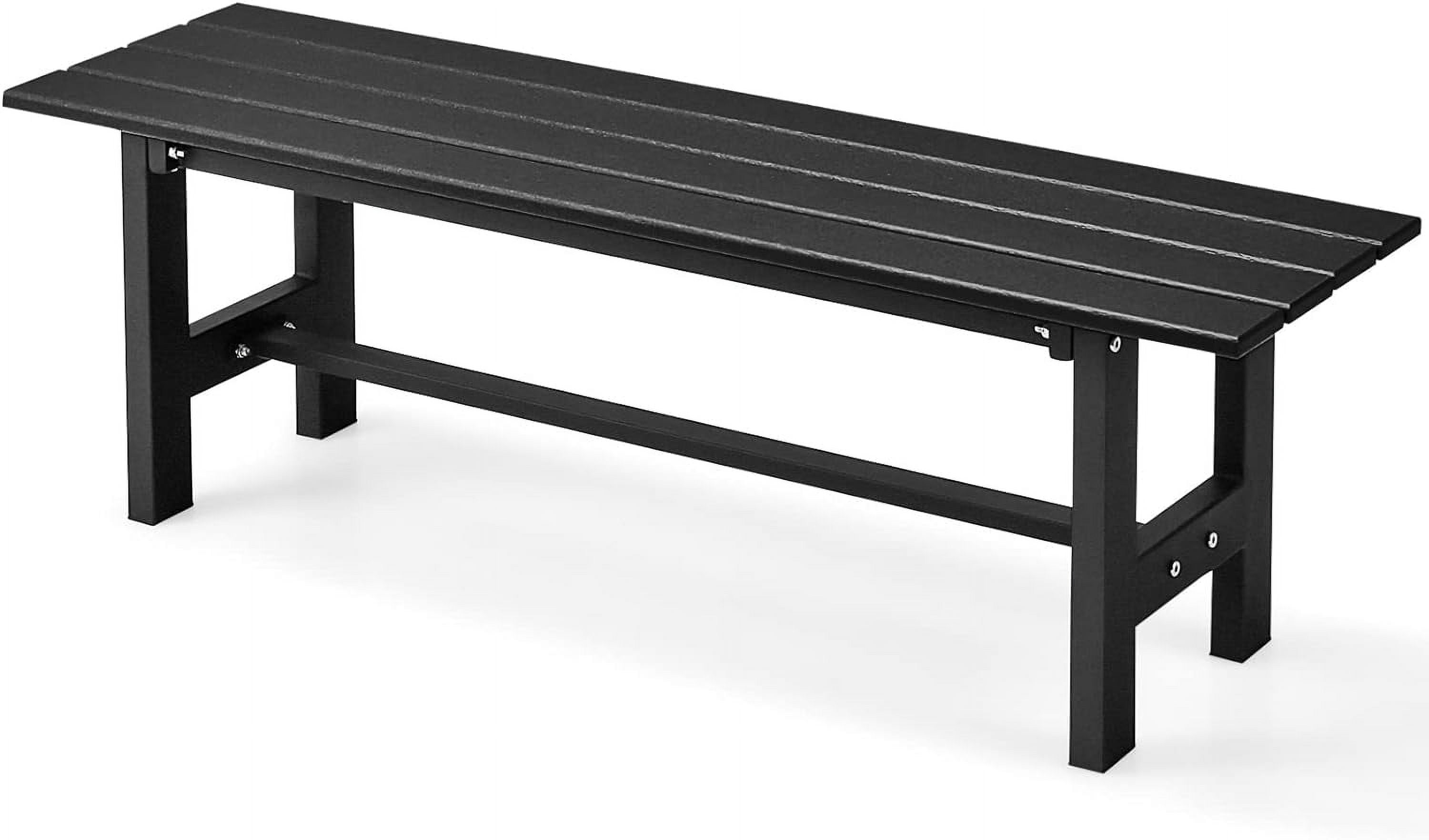 2-Person Outdoor Bench Seat - Backless S Garden Bench, 47” Weatherproof ...