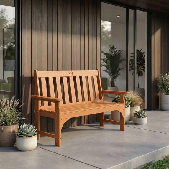 2-Person Outdoor Garden Bench, HDPE All-Weather Patio Bench with ...