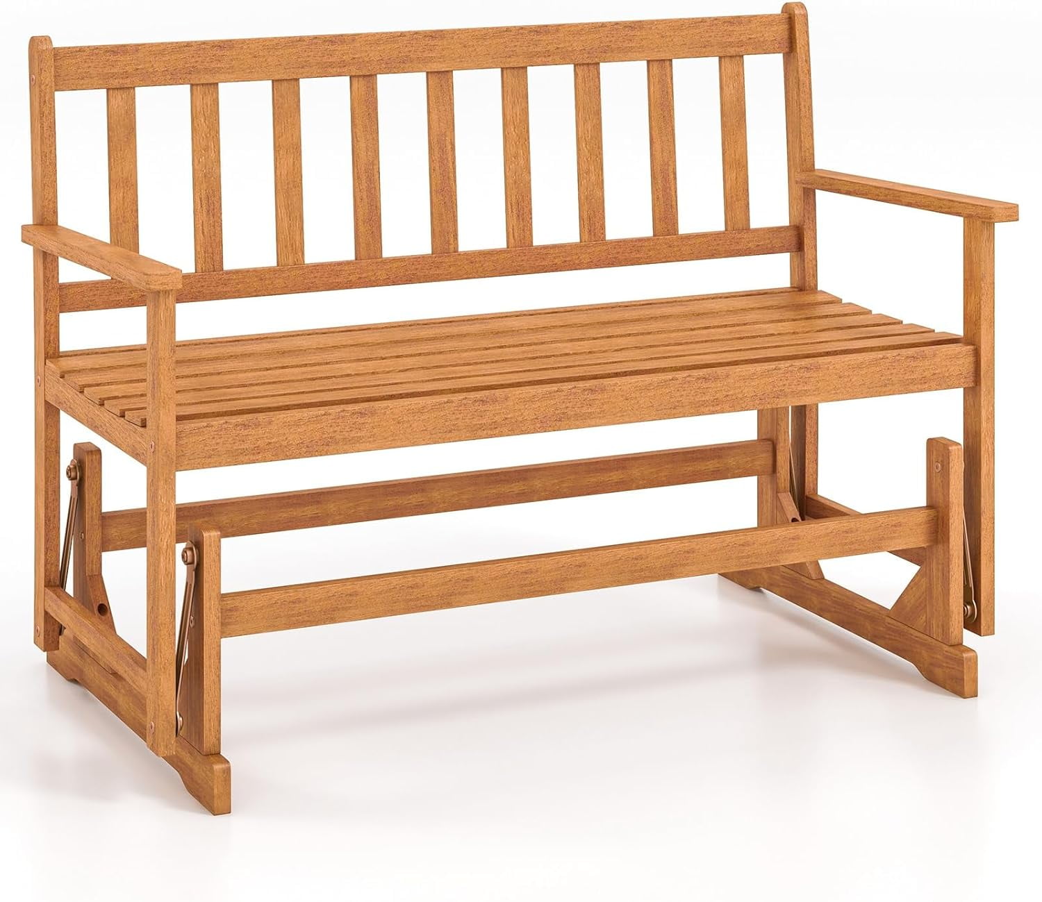 **2-person outdoor glider bench - acacia wood heavy duty 800 lbs double ...