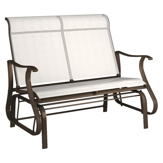 2-Person Outdoor Glider Bench - Patio Loveseat Chair - Cream White ...