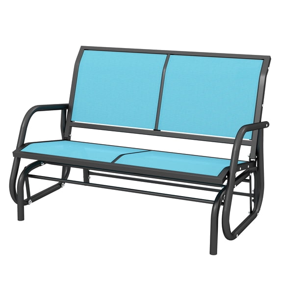 2-Person Outdoor Glider Bench, Patio Swing Chair Loveseat - Steel Frame ...