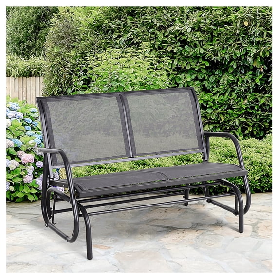 2-Person Outdoor Glider Bench - Patio Swing Chair - Rocking Loveseat ...