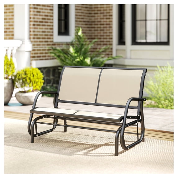 2-Person Outdoor Glider Bench - Patio Swing Rocking Chair Loveseat ...