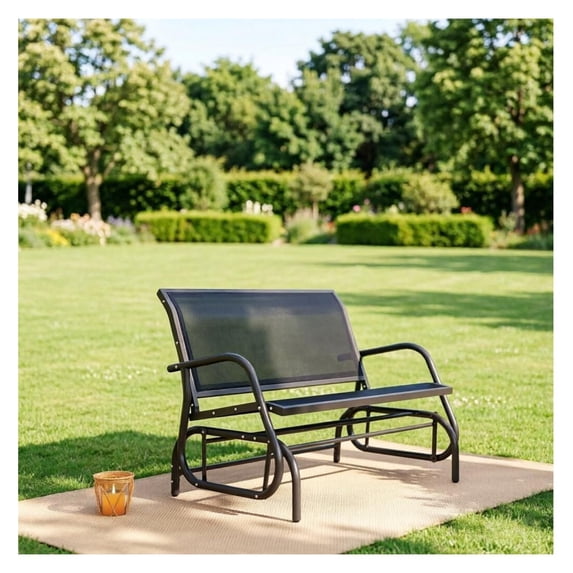 2-Person Outdoor Glider Rocking Chair - Patio Double Seater - Powder ...