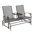 2-Person Outdoor Glider with Center Table, Patio Rocking Chair Loveseat ...
