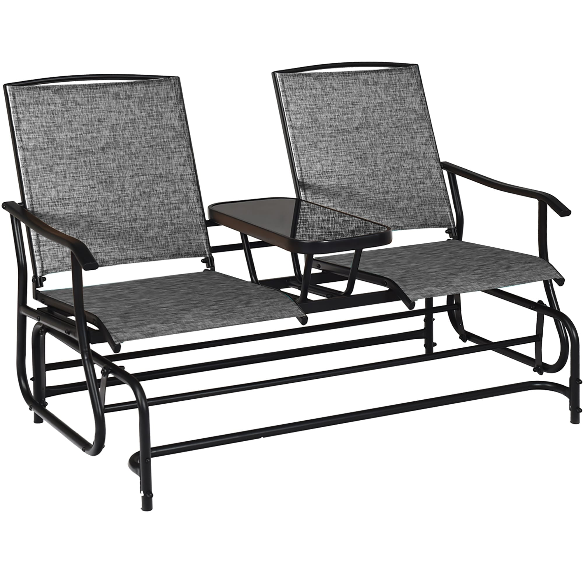 2 Person Outdoor Patio Double Glider Chair Mesh Fabric Rocking Chair ...