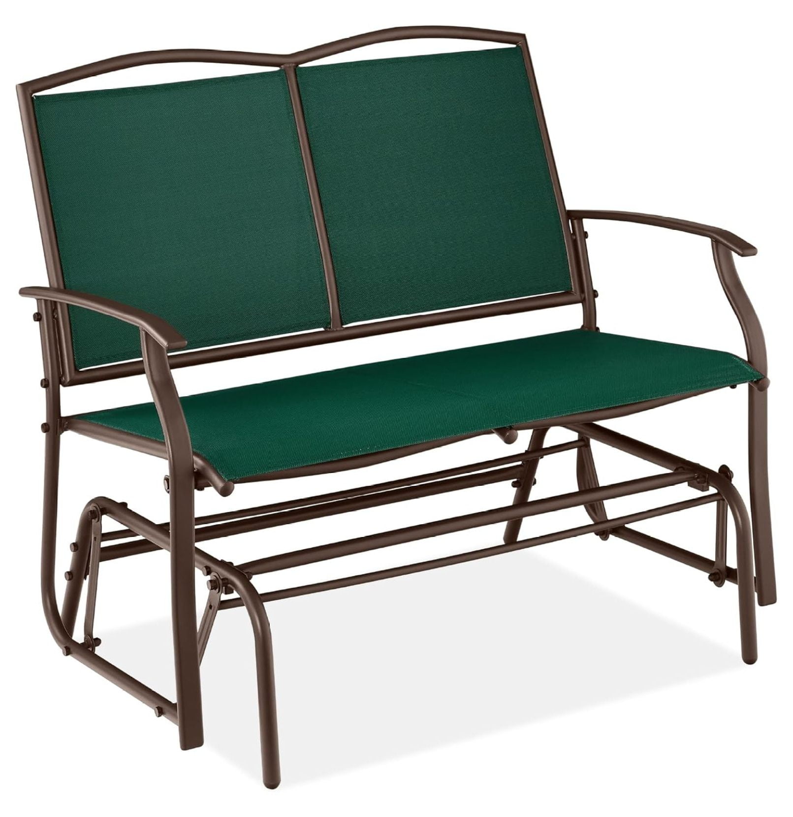 2-Person Outdoor Patio Swing Glider Steel Bench Loveseat Rocker for ...