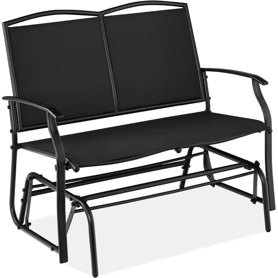 2-Person Outdoor Patio Swing Glider Steel Bench Loveseat Rocker for ...